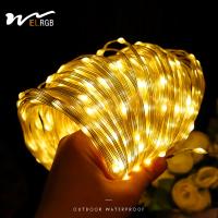 China 2kg Product Weight 100m LED Strip Line Solar String Lights for Courtyard Decoration for sale