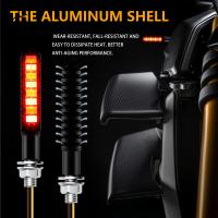 China Red Amber 2PCS Flowing LED Motorcycle Turn Signal Strobe Brake Tail Lights Aluminum Alloy 12V Super Bright for sale