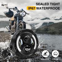 China Motorcycle Headlights with Housing Bucket 7Inch Round LED DRL and Amber Turn Signals for sale