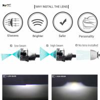 China Blue Lens 3.0 Inch Bi-LED Projector Lens 120W 20 000LM 6000K White Focus Beam Clear Cut off Line Head Lights for sale