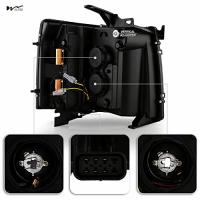 China Waterproof Head Lights Gun Metal w/ Dual Projector LED Signal Headlamps w/ Clear Lens for sale