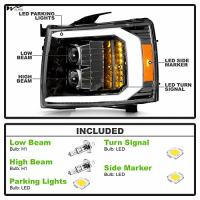 China Waterproof Head Lights Gun Metal w/ Dual Projector LED Signal Headlamps w/ Clear Lens for sale