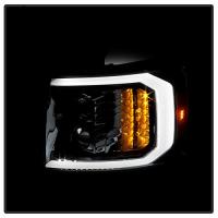 China Waterproof Head Lights Gun Metal w/ Dual Projector LED Signal Headlamps w/ Clear Lens for sale