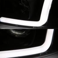 China Waterproof Black LED Tube Projector Headlights Driver Passenger Side Pair Head Lights for sale