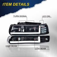 China LED DRL Headlight Turn Signal Lamp Left Right Sides with Smoky Lens and Black Housing for sale