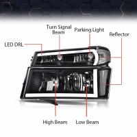 China LED DRL Headlights Clear Lens Black Housing Clear Reflector Left Right Head Lights 12V for sale