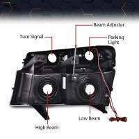 China LED DRL Headlights Clear Lens Black Housing Clear Reflector Left Right Head Lights 12V for sale