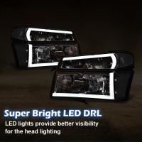 China LED DRL Headlights Clear Lens Black Housing Clear Reflector Left Right Head Lights 12V for sale