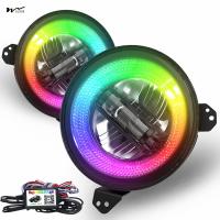 China LED Headlights with Bl-ue-tooth Control 9 Inch Hi/Lo Beam DRL and 121 RGB Functions for sale