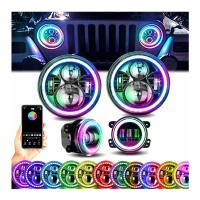 China RGB Halo 7 Inch LED Headlight for Jeep Bluetooth APP Control Custom Colors for sale