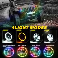 China RGB Halo 7 Inch LED Headlight for Jeep Bluetooth APP Control Custom Colors for sale