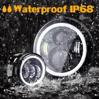 China 7 Inch Round Car Headlights with RGB LED Halo High Low Beam Aluminum Sealed Beam Headlamps for sale