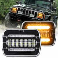 China 100W 9880LM DOT Amber/White DRL Turn Signal Rectangular Headlamp Special Feature High Beam for sale