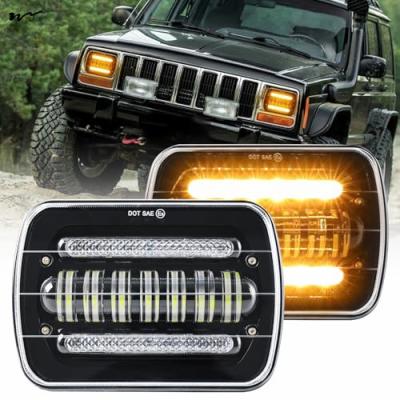 China 100W 9880LM DOT Amber/White DRL Turn Signal Rectangular Headlamp Special Feature High Beam for sale