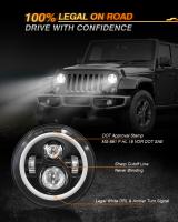China 7 Inch LED Headlights with Turn Signal Amber White DRL and Black Halo Performance for sale