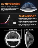 China 5.75 Inch LED Headlights 4PCS White DRL H4 Hi/Low Headlight Item Weight 5.08 pounds for sale