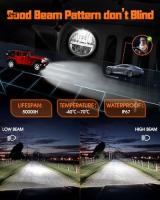 China Black 7 inch LED Headlight Round Reflector with Amber Turn Signal and White Hi/lo Beam for sale