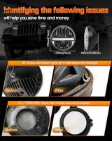 China Black 7 inch LED Headlight Round Reflector with Amber Turn Signal and White Hi/lo Beam for sale
