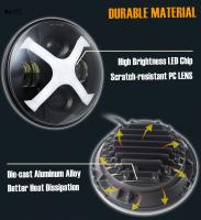 China 7inch Round LED Headlights X-Style White DRL Blue Turn Signal Vehicle Service Type Car for sale