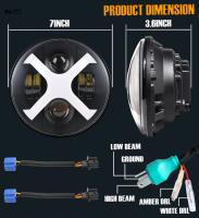 China 7inch Round LED Headlights X-Style White DRL Blue Turn Signal Vehicle Service Type Car for sale