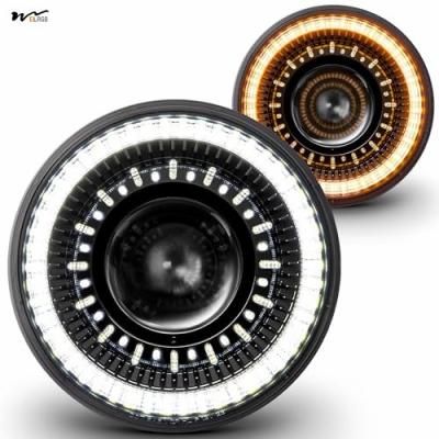 China 7 Inch LED Headlights Round High Low Sealed Beam HALO DRL Turn Signal Replacement for Jeep for sale