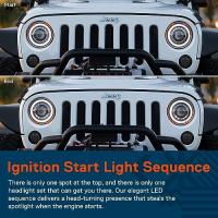 China 7 Inch LED Headlights Round High Low Sealed Beam HALO DRL Turn Signal Replacement for Jeep for sale