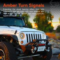 China 7 Inch LED Headlights Round High Low Sealed Beam HALO DRL Turn Signal Replacement for Jeep for sale