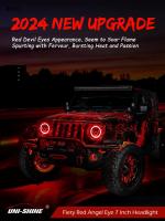 China 7 inch LED Headlight DOT Round Headlight with Amber Turn Signal and Hell Red Halo for sale