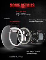 China 7 inch LED Headlight DOT Round Headlight with Amber Turn Signal and Hell Red Halo for sale