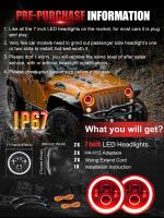 China 7 inch LED Headlight DOT Round Headlight with Amber Turn Signal and Hell Red Halo for sale