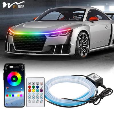 China Car Engine Hood Decorative Headlights 12V RGB Multi-Color Waterproof Hood Light Strip for sale