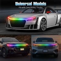 China Car Engine Hood Decorative Headlights 12V RGB Multi-Color Waterproof Hood Light Strip for sale
