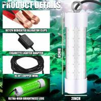China IP68 Green 45W DC 12V Submersible Fishing Light Aluminum Bright LED Underwater Lure Bait Lamp for sale