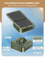 China Assembled Height 1.77 inches 1000LM 5 Modes Solar/USB Rechargeable Camping Lantern for sale