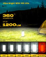 China 106LED Camping Lantern 5 Brightness Levels Up to 1200LM 3 Modes SOS 80hrs Working Time IP68 Waterproof Emergency Light for sale