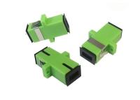 China SC APC SX SM Green Color with Metal Clips with Flange Fiber Optic Adapter for sale