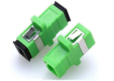 China SC APC SX Single Mode Green Color with Metal Clips with Flange Fiber Optic Adapter for sale