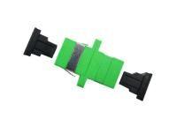 China SC APC SX Single Mode Green Color with Metal Clips with Flange Fiber Optic Adapter for sale
