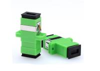 China SC APC SX Single Mode Green Color with Metal Clips with Flange Fiber Optic Adapter for sale