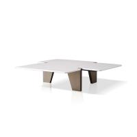 China Stainless Steel Coffee Table 1300x1200x310mm Brushed Gold Marble Top for sale