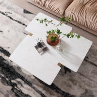 China Stainless Steel Coffee Table 1300x1200x310mm Brushed Gold Marble Top for sale