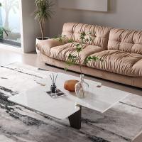 China Stainless Steel Coffee Table 1300x1200x310mm Brushed Gold Marble Top for sale