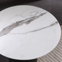 China Round Stainless Steel End Table 60cm Brushed Gold Ceramic Top Wood Base Living Room for sale