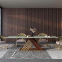 China Brushed Marble Look Dining Table Gold Marble Top Dining Room Table for sale