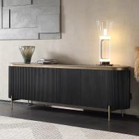 China Brushed Gold Oak Sideboard Buffet Cabinet with Ceramic Top Dark Wood 2 Door for sale