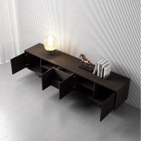 China Matt Bronze Dark Wood Media Console Black Solid Oak TV Cabinet for Hotel for sale