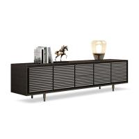 China Matt Bronze Dark Wood Media Console Black Solid Oak TV Cabinet for Hotel for sale