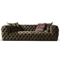 China Solid Wood Legs Genuine Leather Sofa 3 Seater Dark Green Living Room Hotel Villa for sale
