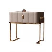 China Genuine Leather Night Stand with Stainless Steel Legs for Hotel Villa Bedroom for sale