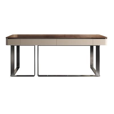 China Solid Wood Writing Desk with Drawers 1800x700x750mm Stainless Steel Legs Gun Black for sale
